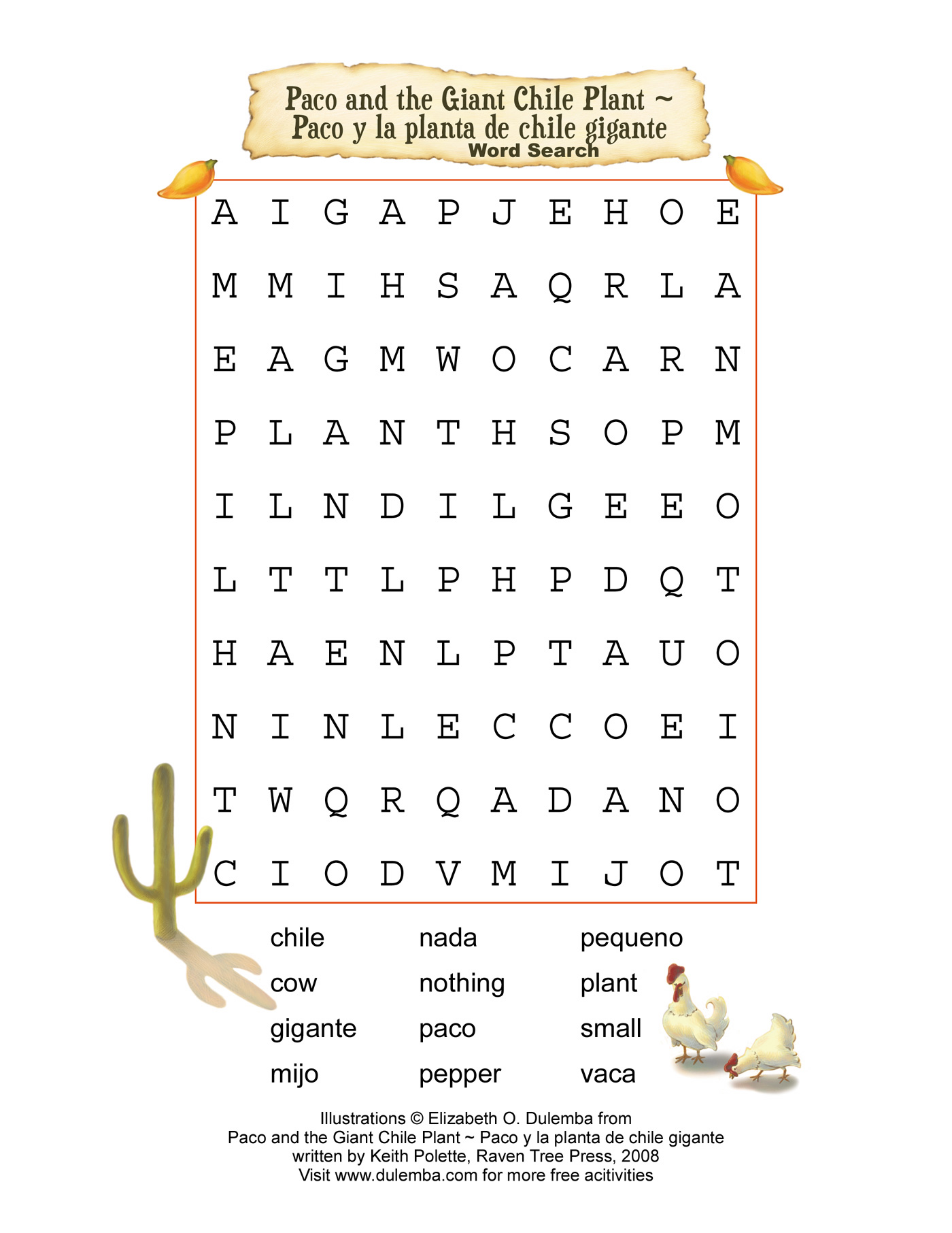 Paco and the Giant Chile Plant - Activity Page